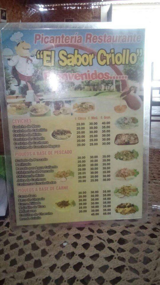 Menu at Picantería Restaurante El Sabor Criollo, Catacaos
