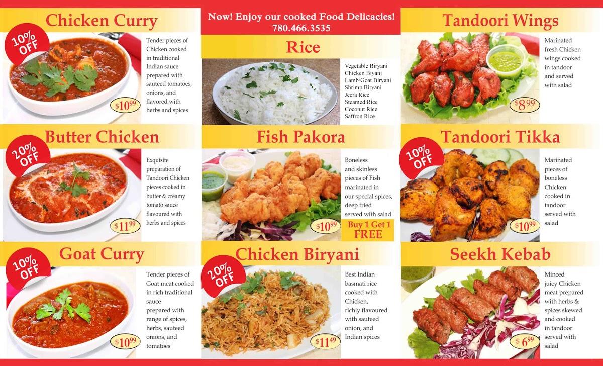 Menu at Indian Restaurant Rasam Cuisine, Edmonton