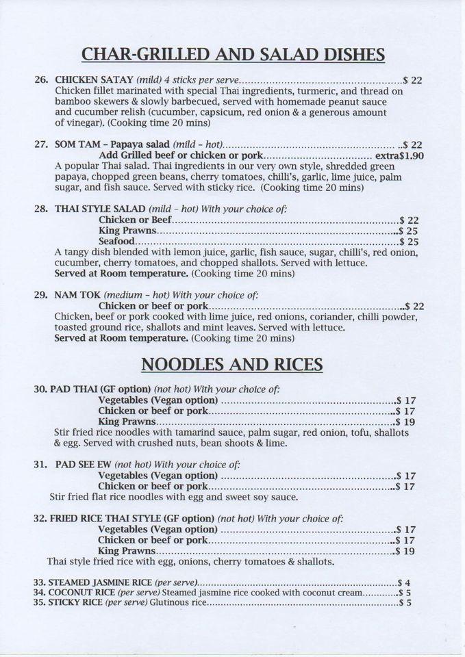Menu at Som Tam Thai Restaurant, Maroochydore