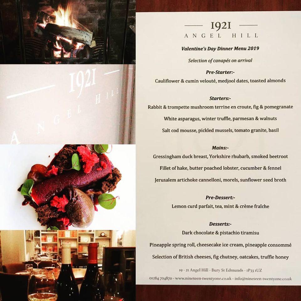 Menu at 1921 restaurant, Bury Saint Edmunds