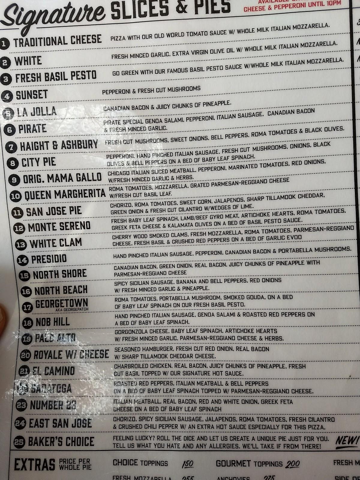 Menu at 600 Degrees Pizzeria, Georgetown