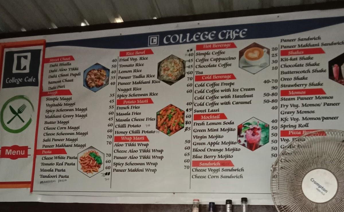 Menu at College Cafe, Samalkha