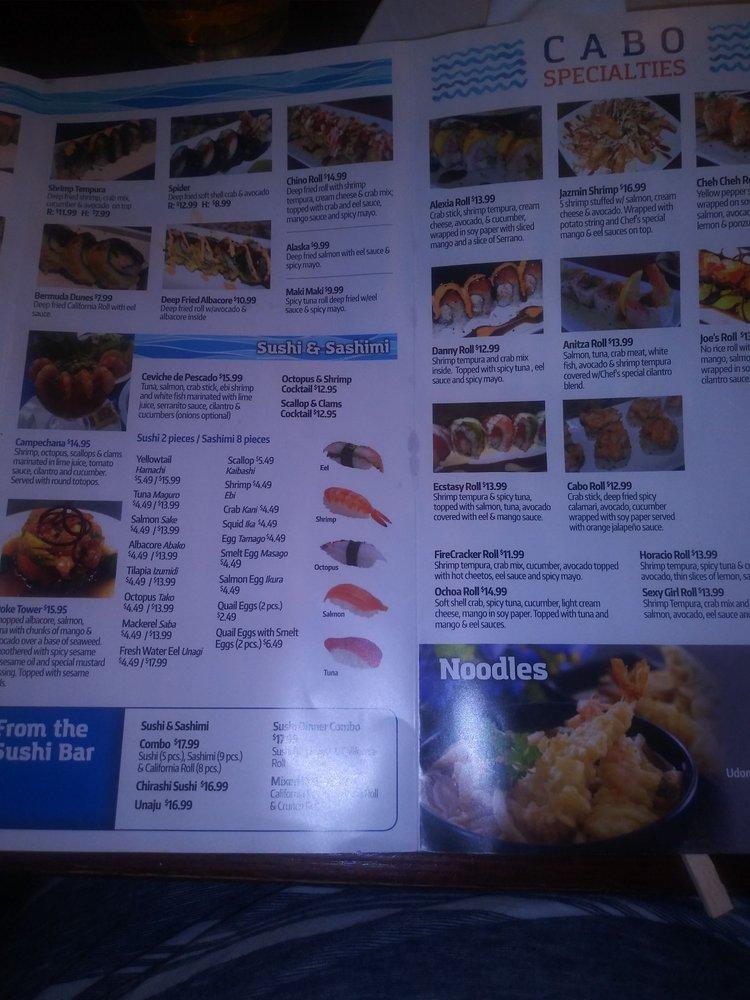 Menu at Joe's Sushi restaurant, Bermuda Dunes, Washington St Ste 131