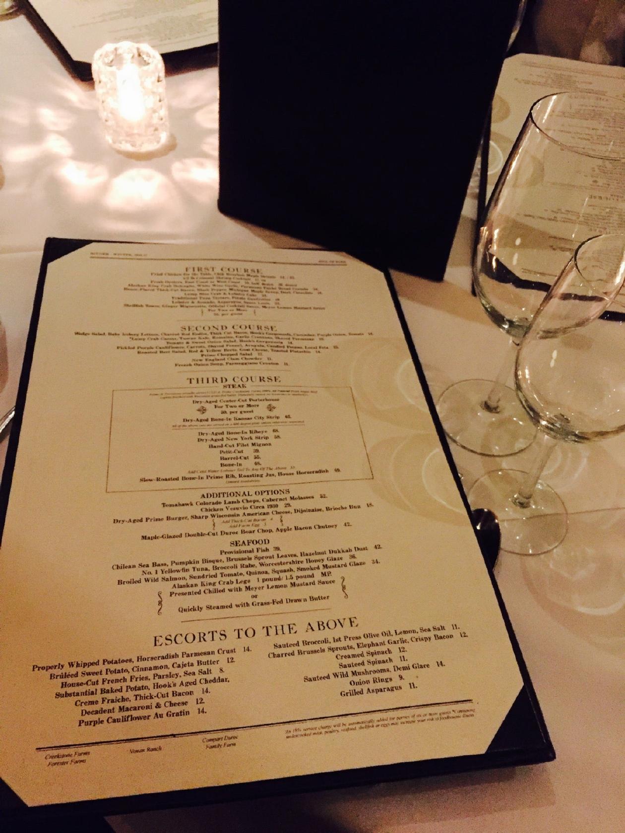 Menu at Prime & Provisions Steakhouse, Chicago