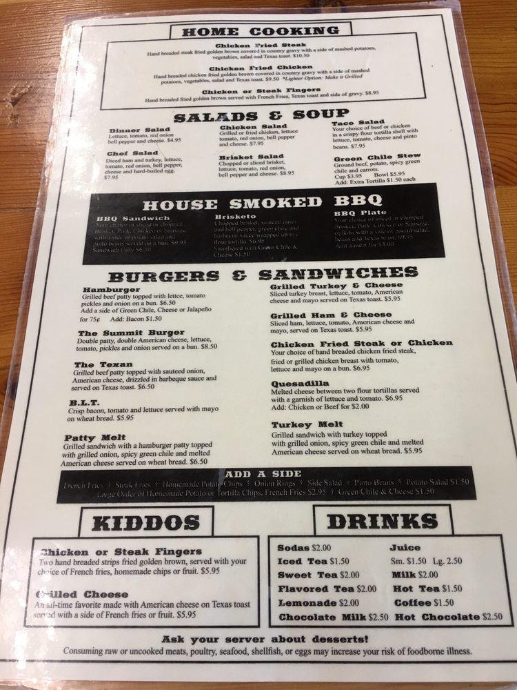 Menu at Alto Cafe, Alto, 810 NM-48