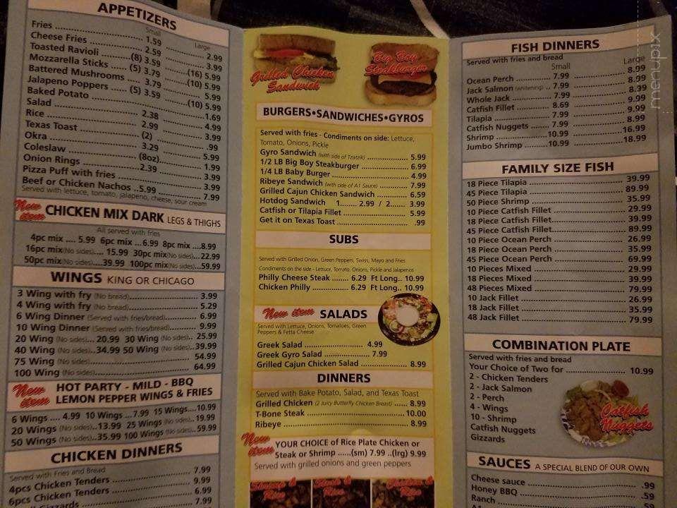 Menu at King Grill restaurant, St. Louis, N Grand Blvd