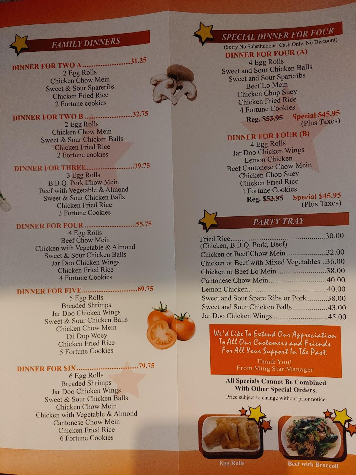 Menu at Ming Star Restaurant Inc, Campbellford