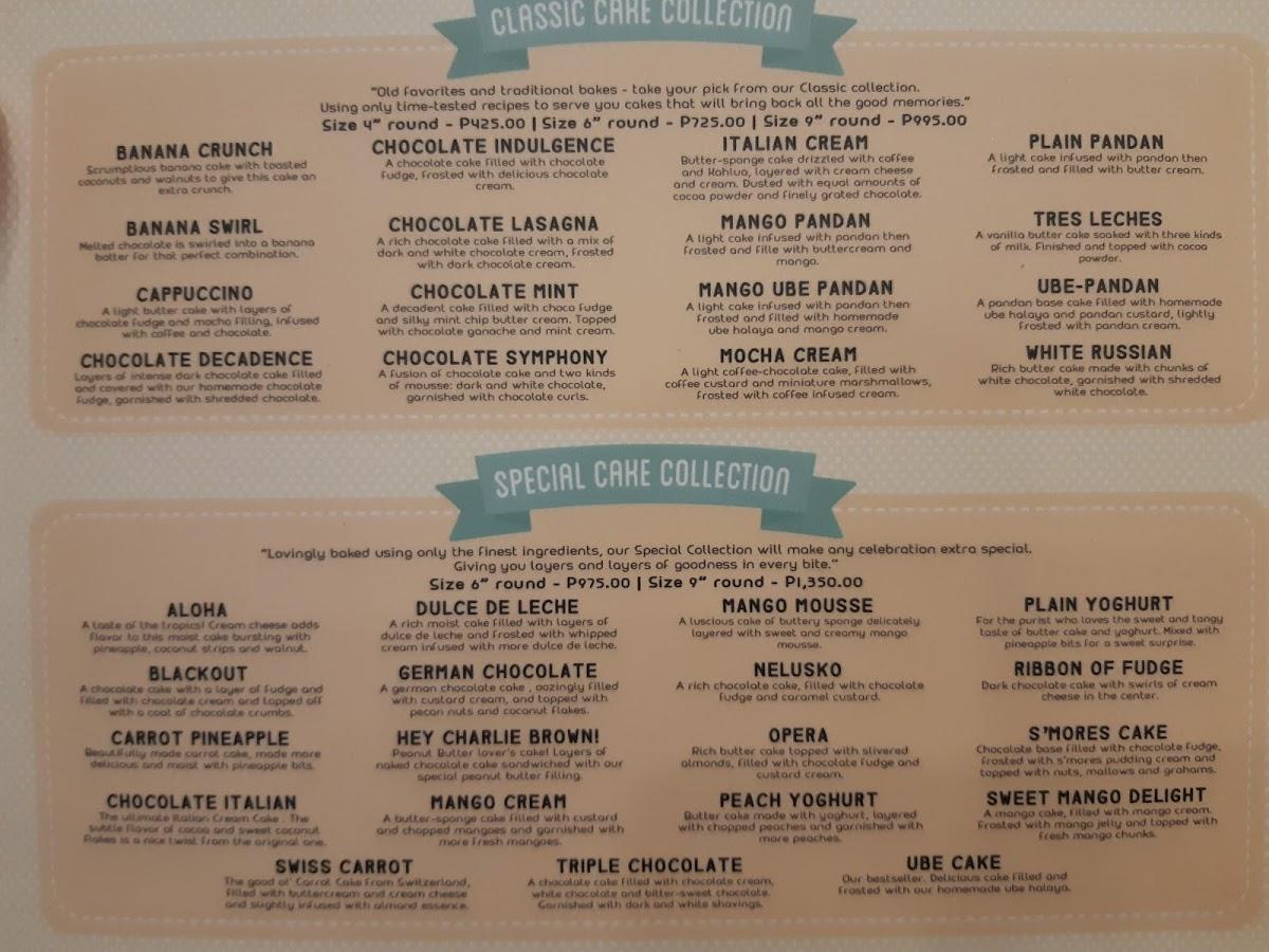 Menu at 10 Dove Street Confectionary restaurant, Lapu-Lapu City