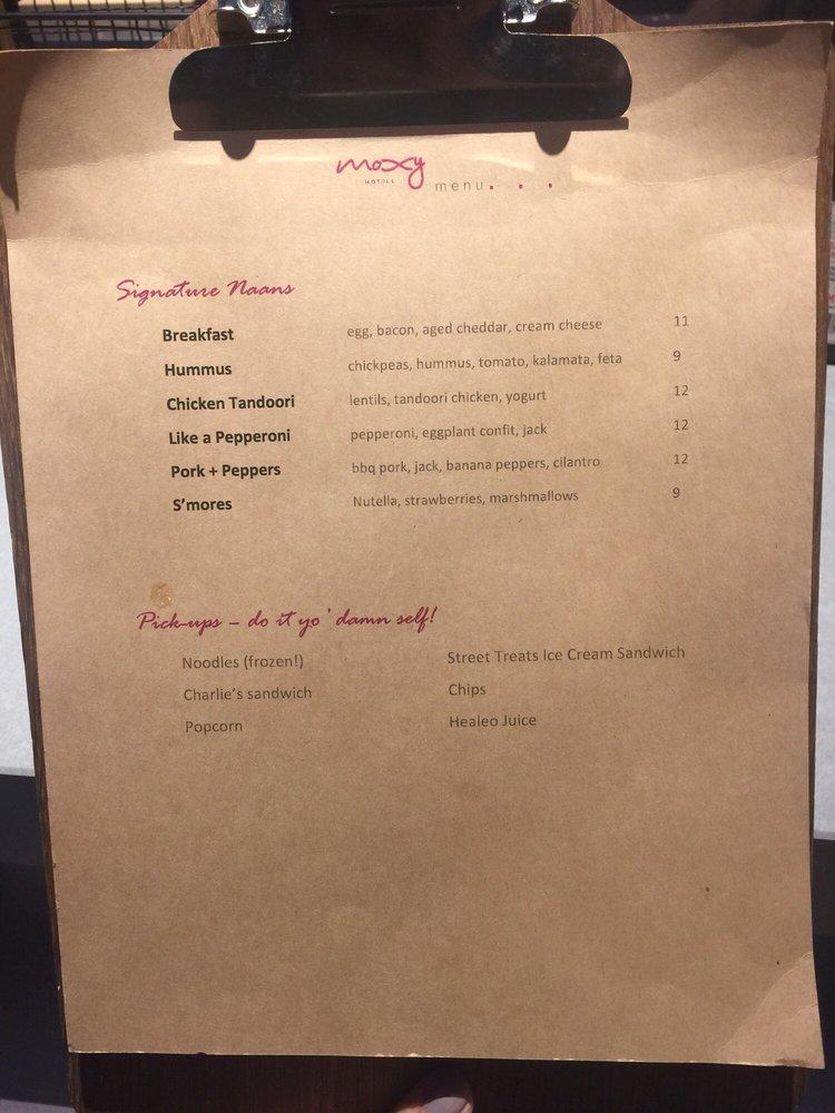 Menu at Bar Moxy, Seattle