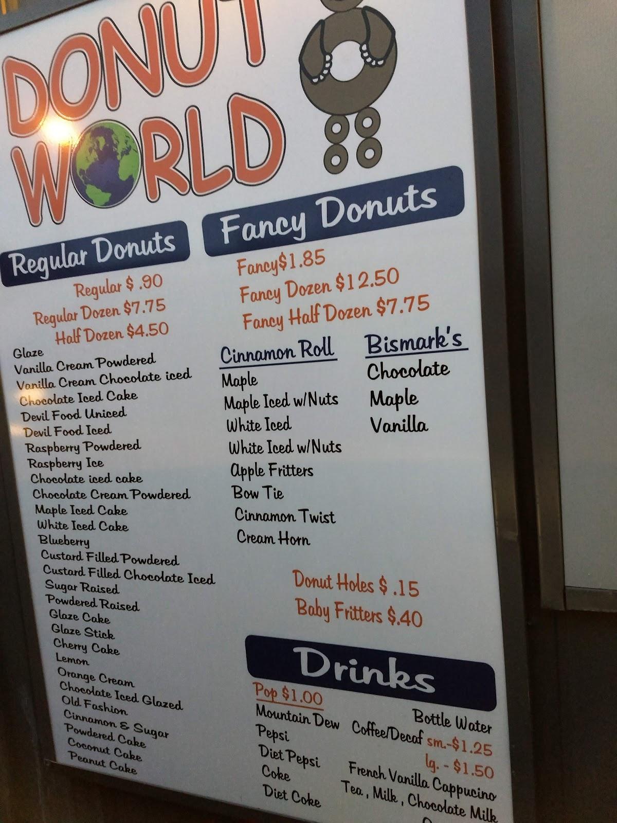 Menu at Donut World restaurant, Lancaster