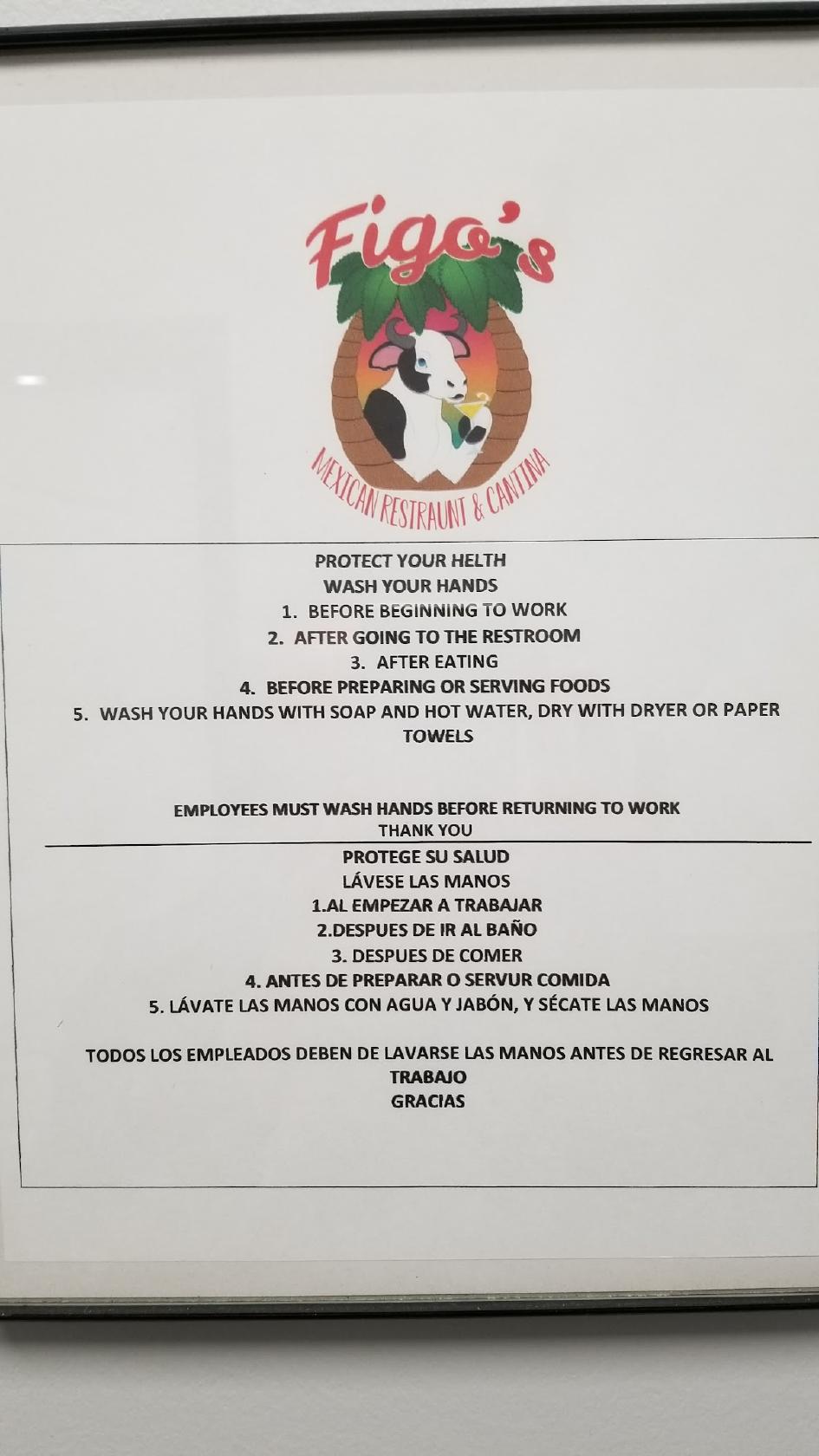 Menu at Figo's Mexican Restaurant & Cantina, Rolla