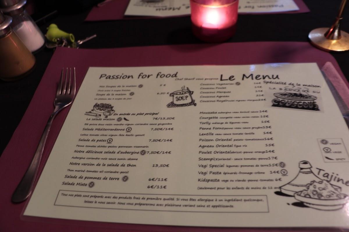 Menu at Passion For Food, Bruges