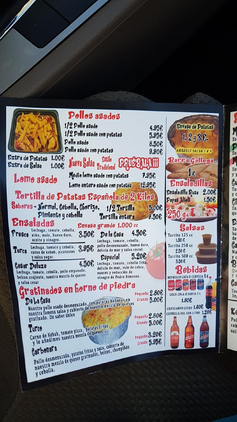 Carta del restaurante Pollos Pablo VI, Alcalá del Guadaíra, C. Escultor ...