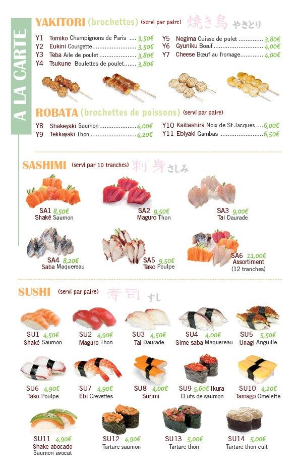 Menu at Sushi Kyo Chasseneuil du Poitou restaurant, Chasseneuil-du-Poitou