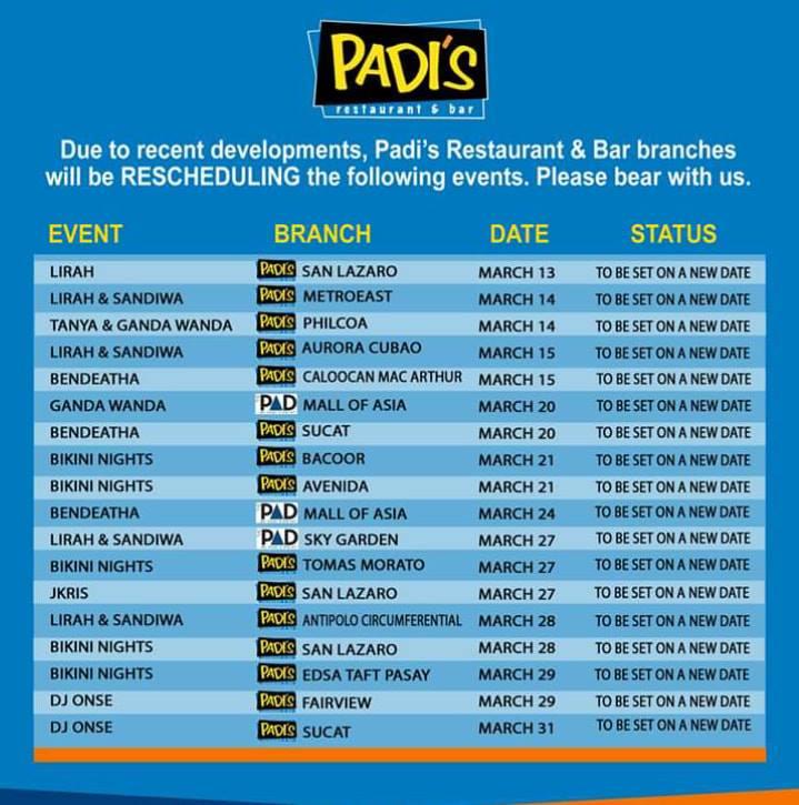 Menu at Padi's Point - Sky Garden Branch pub & bar, Quezon City