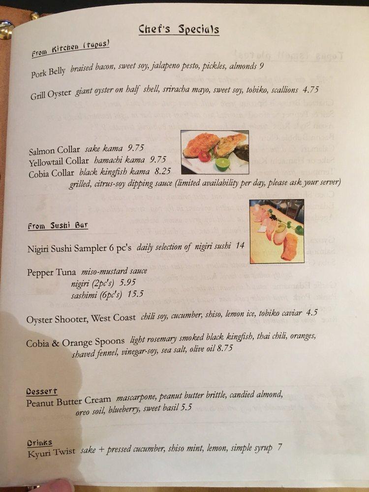 Menu at Tona Sushi Bar and Grill, Ogden