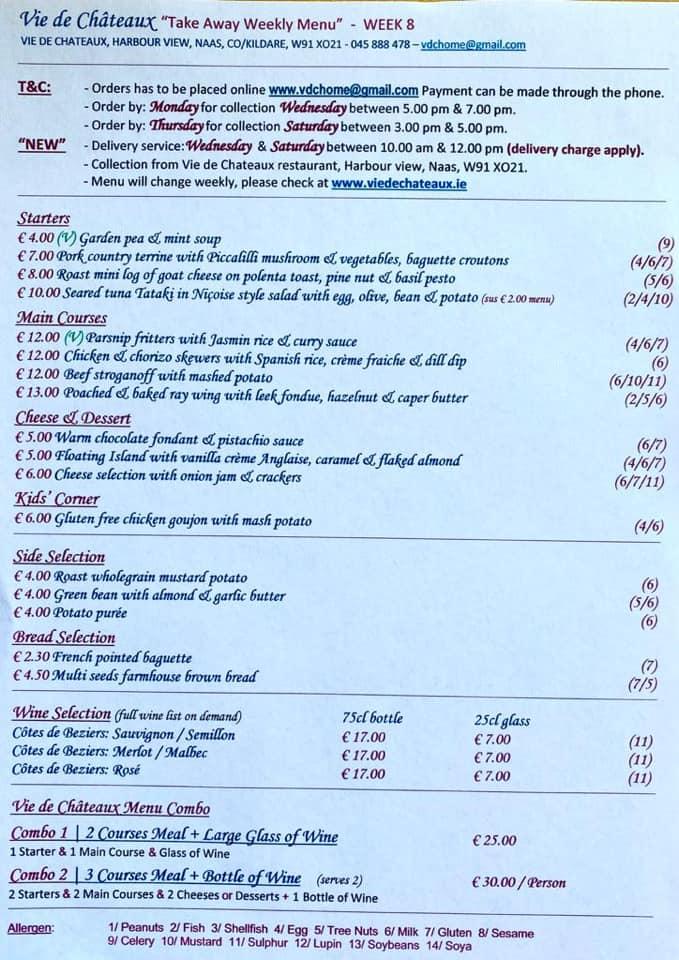 Menu at Vie De Chateaux - Restaurant Naas, Naas
