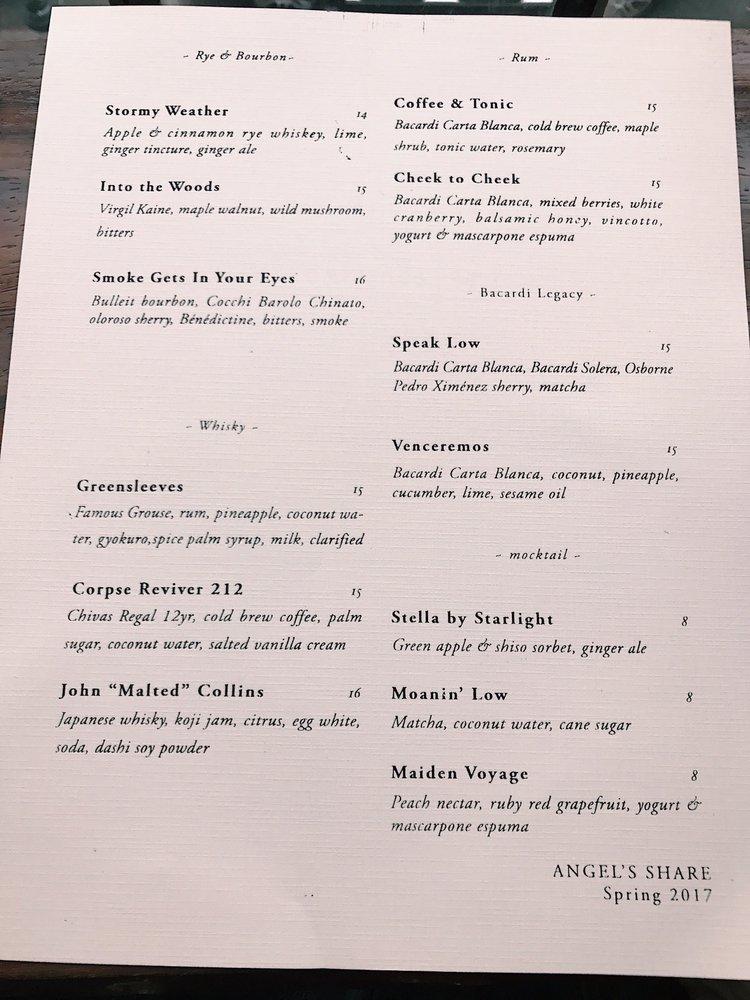 Menu at Angel's Share pub & bar, New York City, 45 Grove St