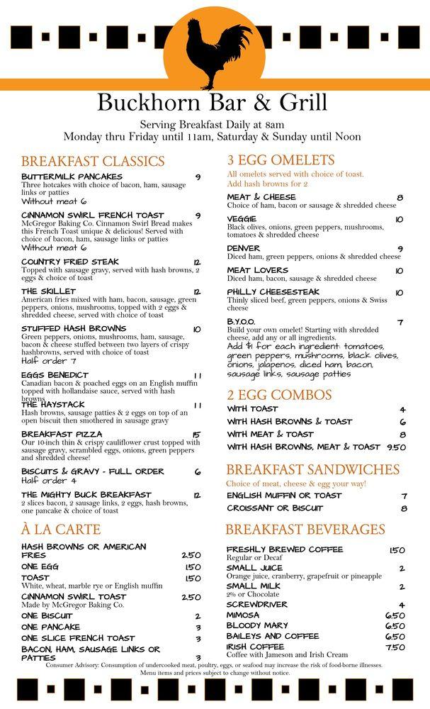 Menu at Buckhorn Bar & Grill, McGregor