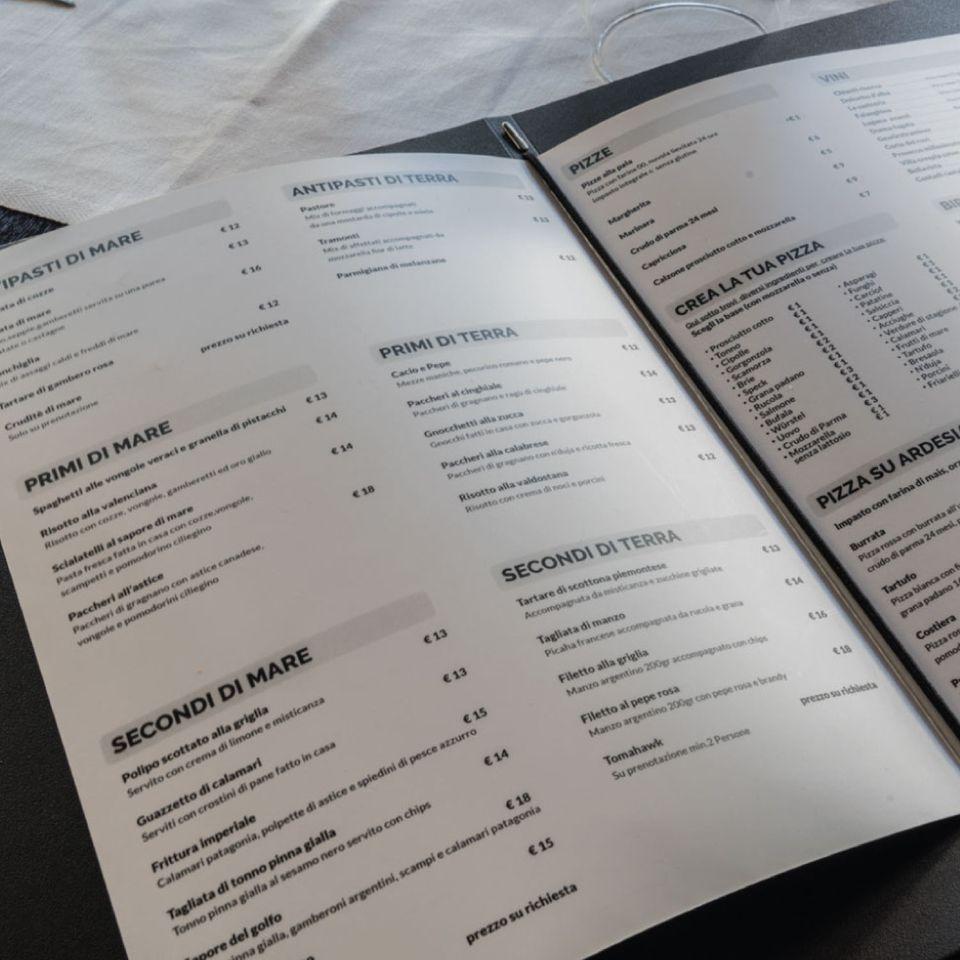 Menu at La Conchiglia pizzeria, Brescia
