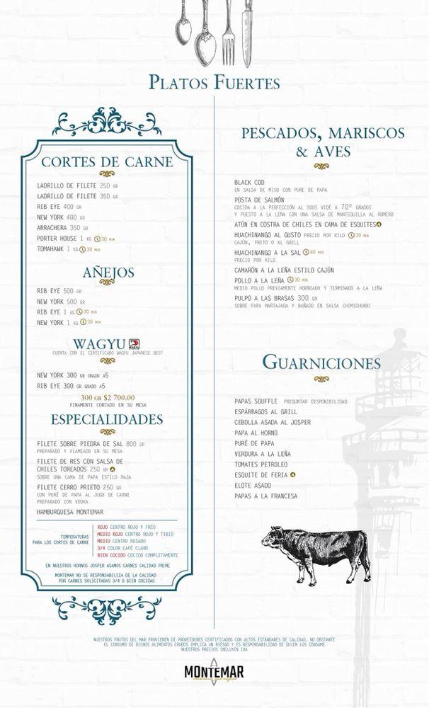 Menu at Montemar Steakhouse & Seafoood, Cancún, Marina Puerto Cancún ...