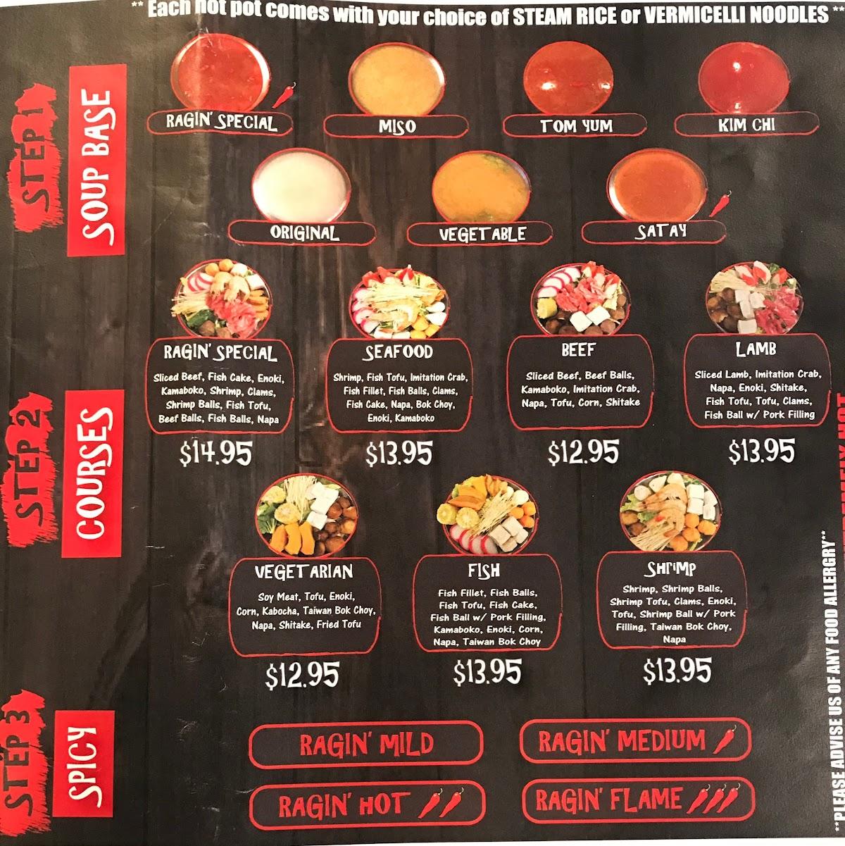 Menu at Ragin Pot restaurant, Port Hueneme