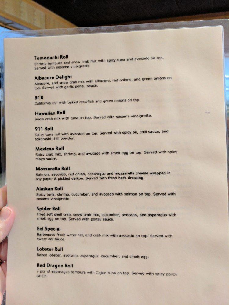 Menu at Tomodachi restaurant, Westlake Village, Agoura Rd