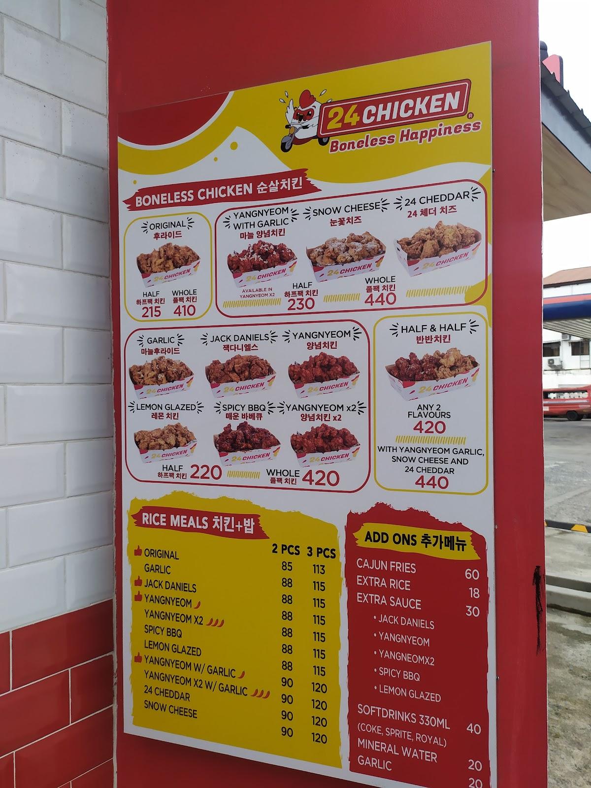Carta del restaurante 24 Chicken Matina - Davao, Dávao