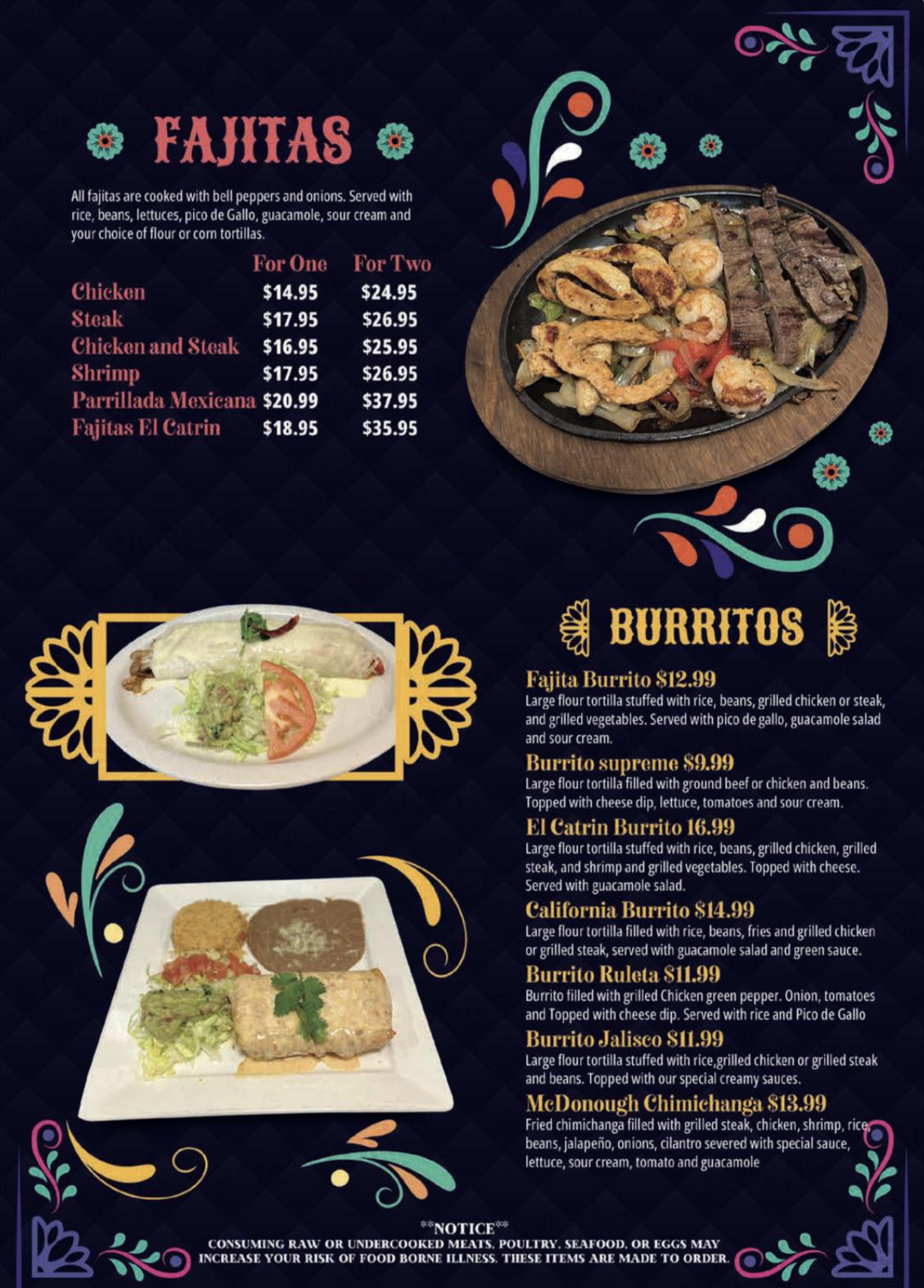 Carta de El Catrin Mexican Restaurant, McDonough