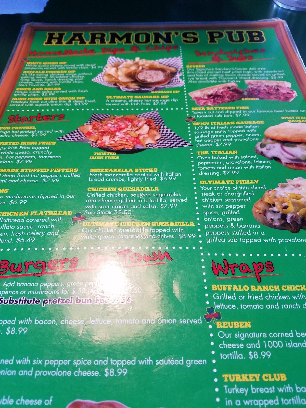 Menu at Harmon's Pub, Canton