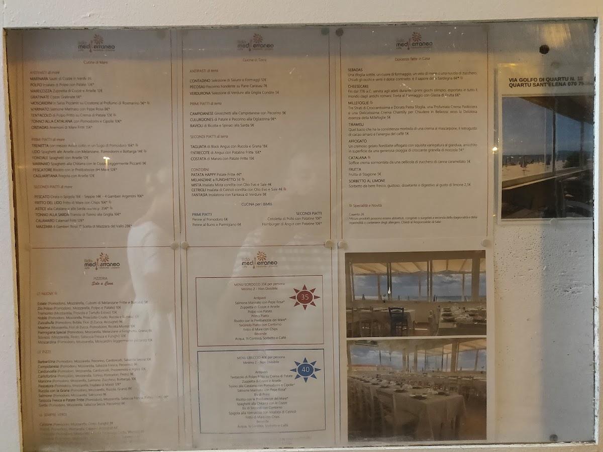 Menu at Lido Mediterraneo restaurant, Quartu Sant'Elena