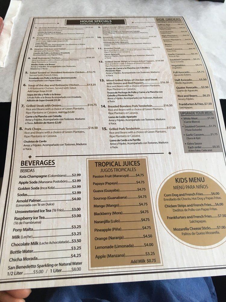 Menu at Pio Pio Restaurant, Orlando, Precision Dr