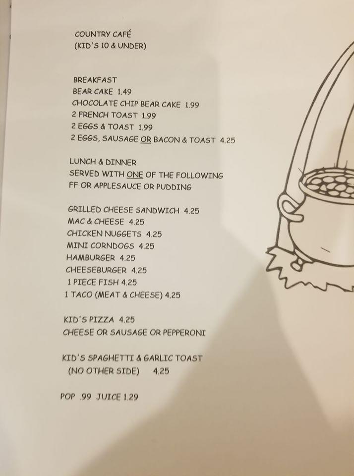 Menu at Blue Collar Cafe, Eyota
