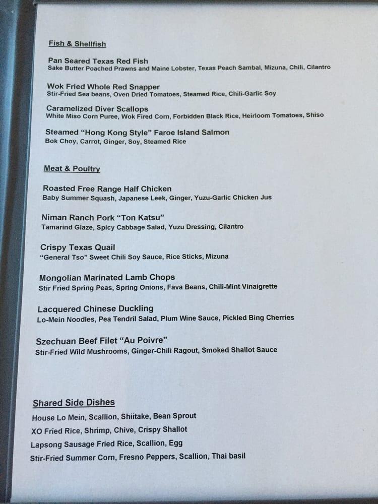 Menu at Five Sixty by Wolfgang Puck restaurant, Dallas