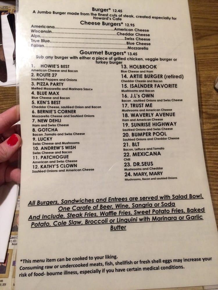 Menu at Howard's Cafe, Patchogue
