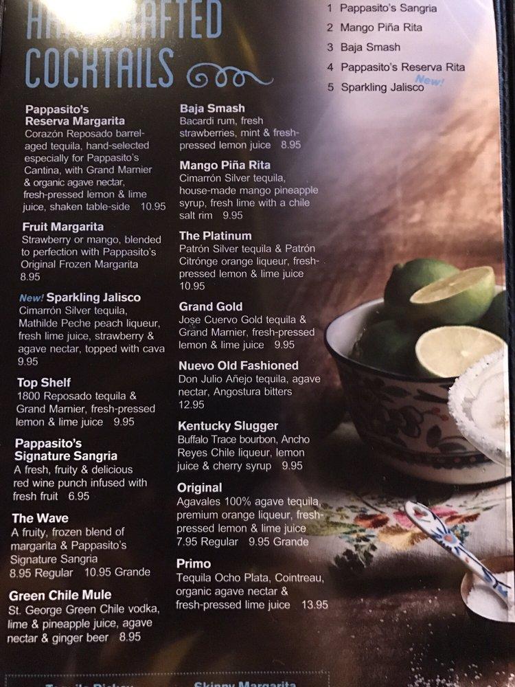Menu at Pappasito's Cantina restaurant, Marietta, Windy Hill Rd SE