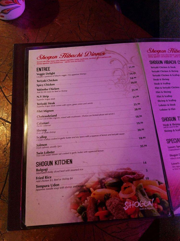 Menu at SHOGUN Sushi & Hibachi restaurant, Southlake