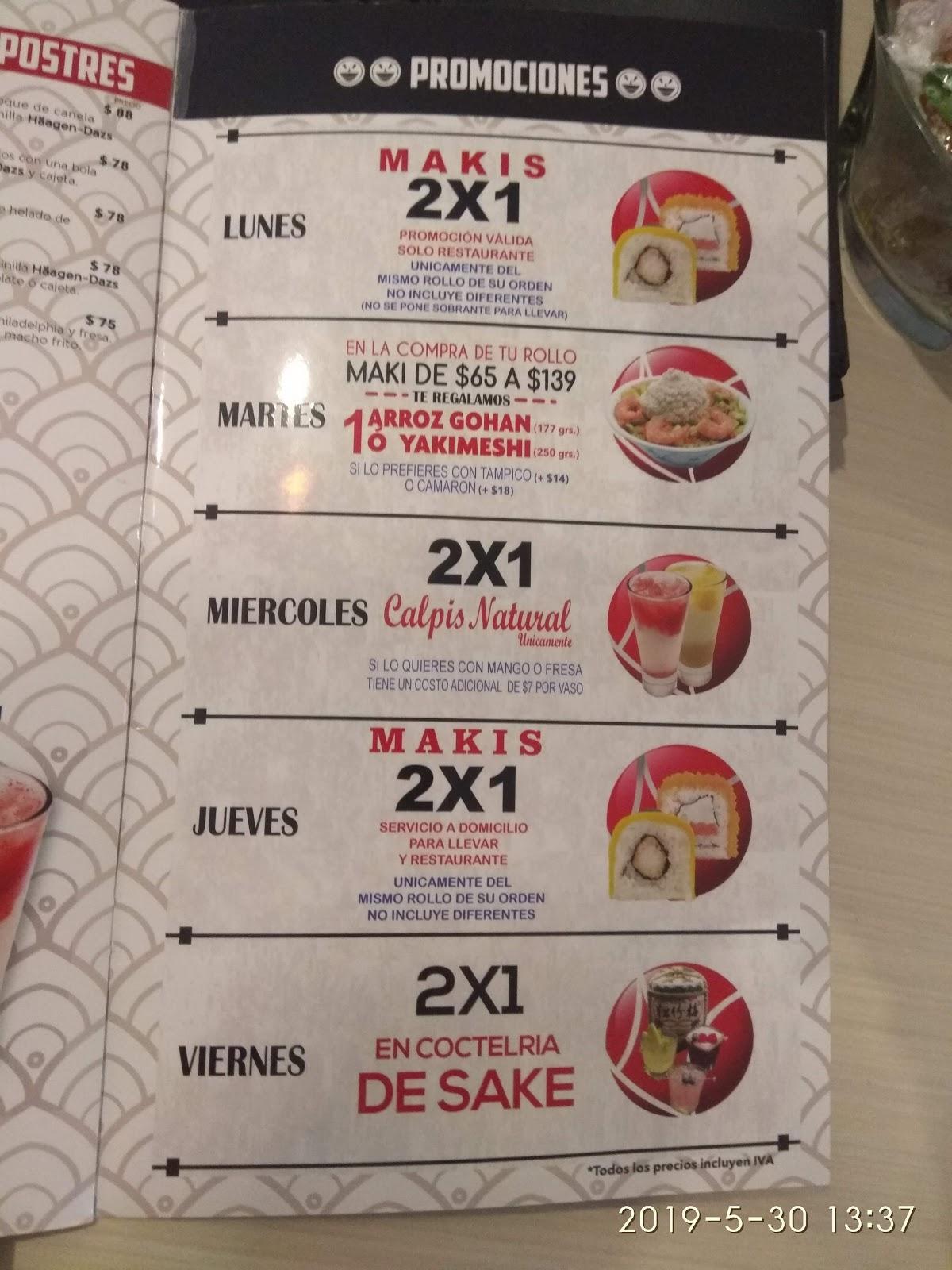 Carta del restaurante Tokyo Rose Del Valle, Ciudad del México, Av ...