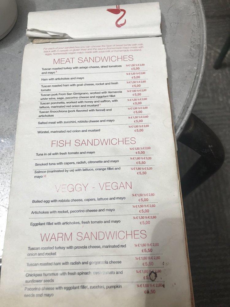 Menu da Amblé caffè bar, Firenze