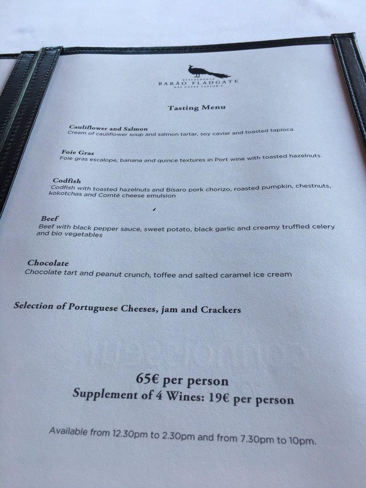 Menu at Barão Fladgate, Vila Nova de Gaia