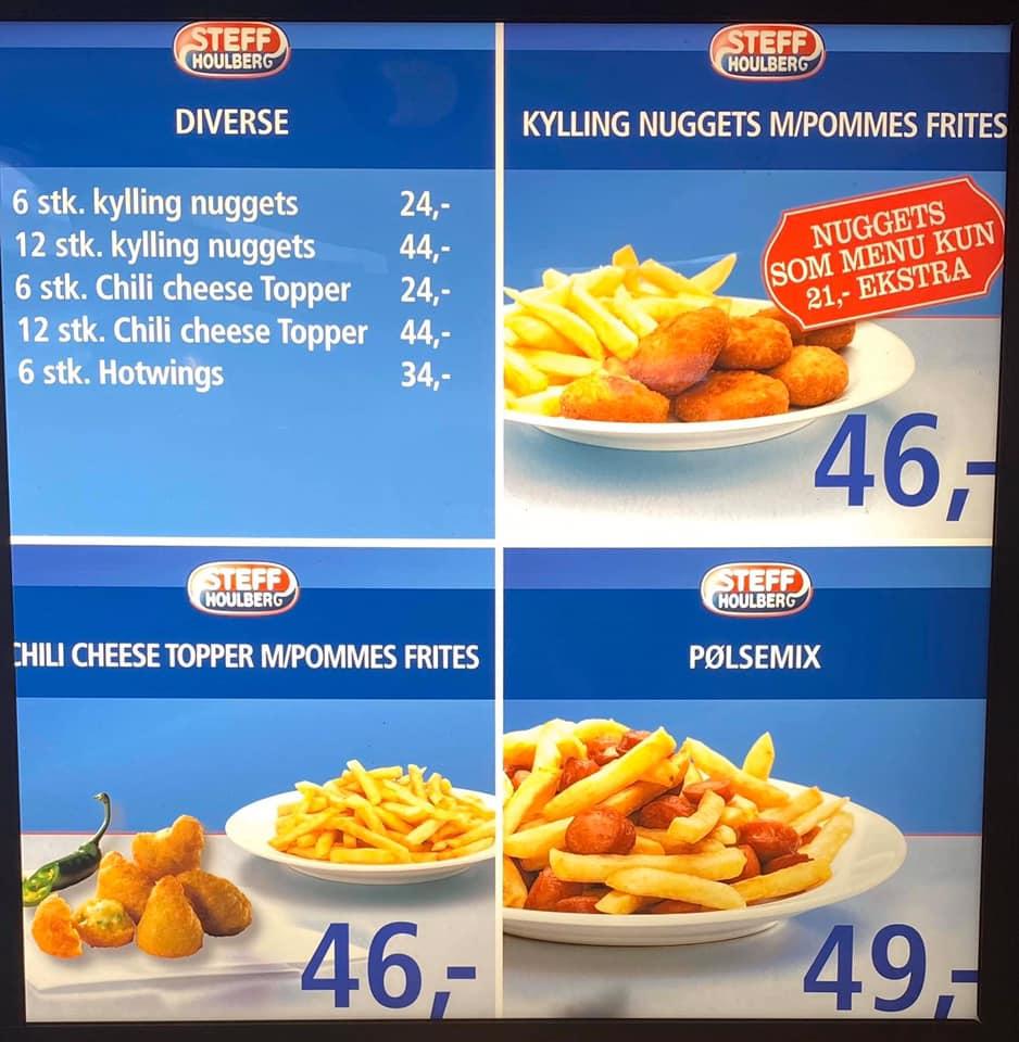 Menu at Blue Burger restaurant, Frederikshavn