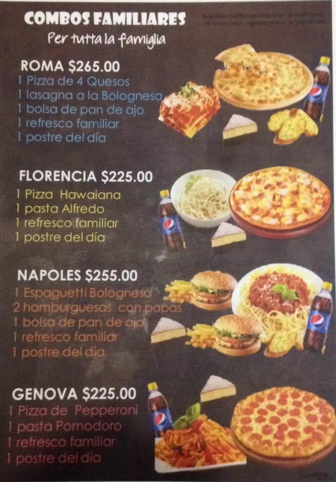Menu at Linguini restaurant, Cancún