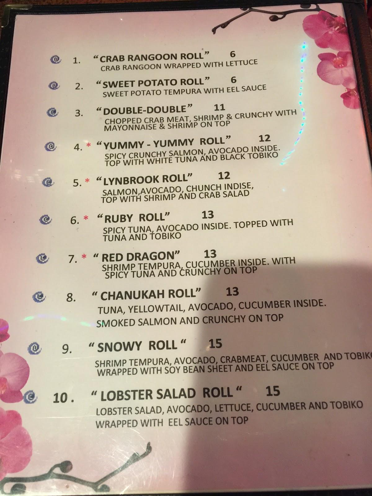 Menu at Little Fu's restaurant, Hewlett