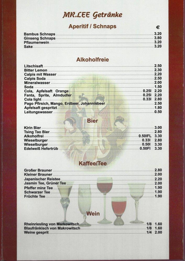 Menu at Mr Lee Cafe Asia, Wieselburg