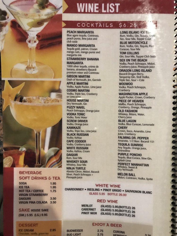Menu at Shogun Hibachi Steakhouse, Monaca