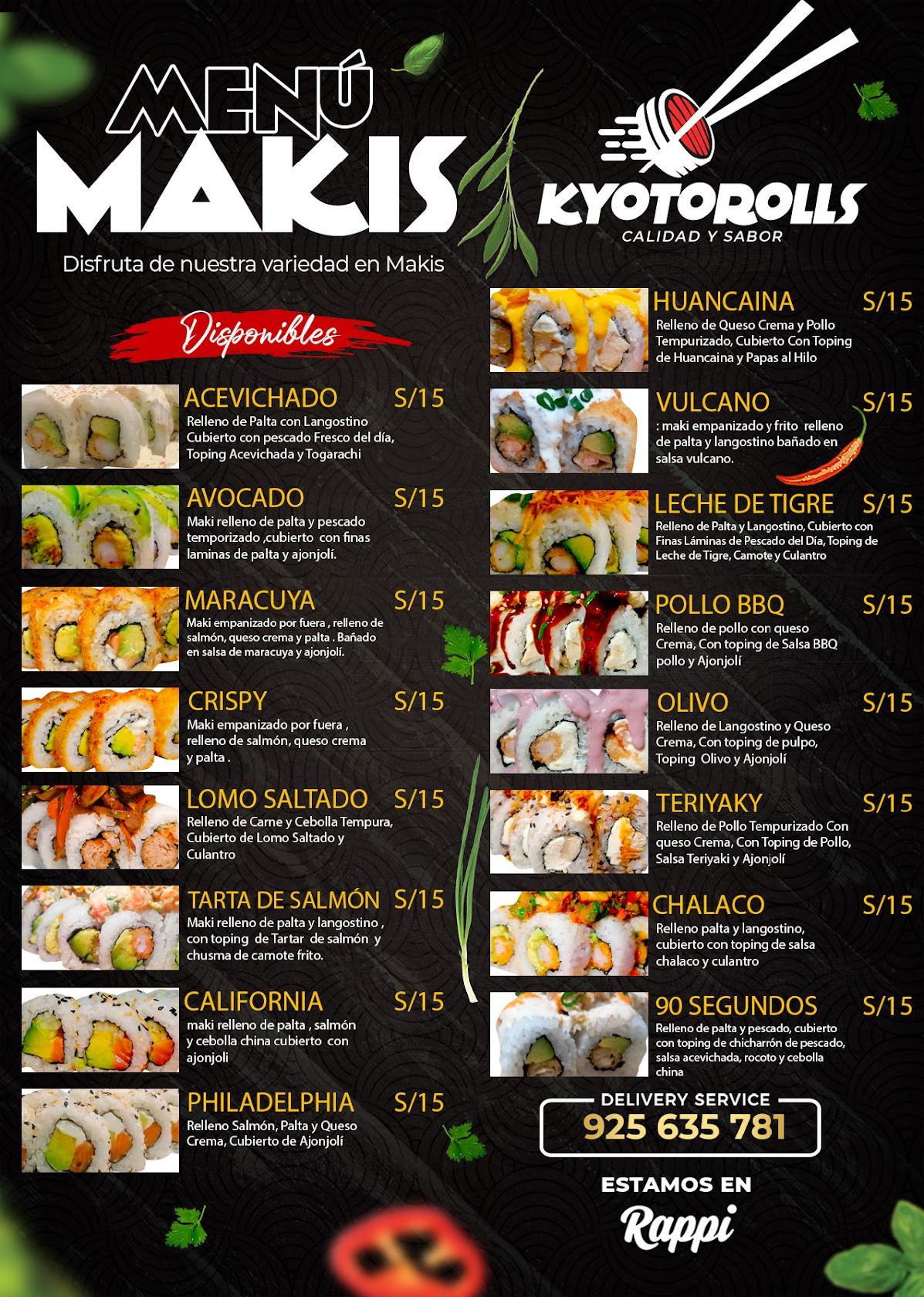 Menu at Sushi & Makis Con Delivery en SMP - Rolls Acevichado & Teriyaki ...