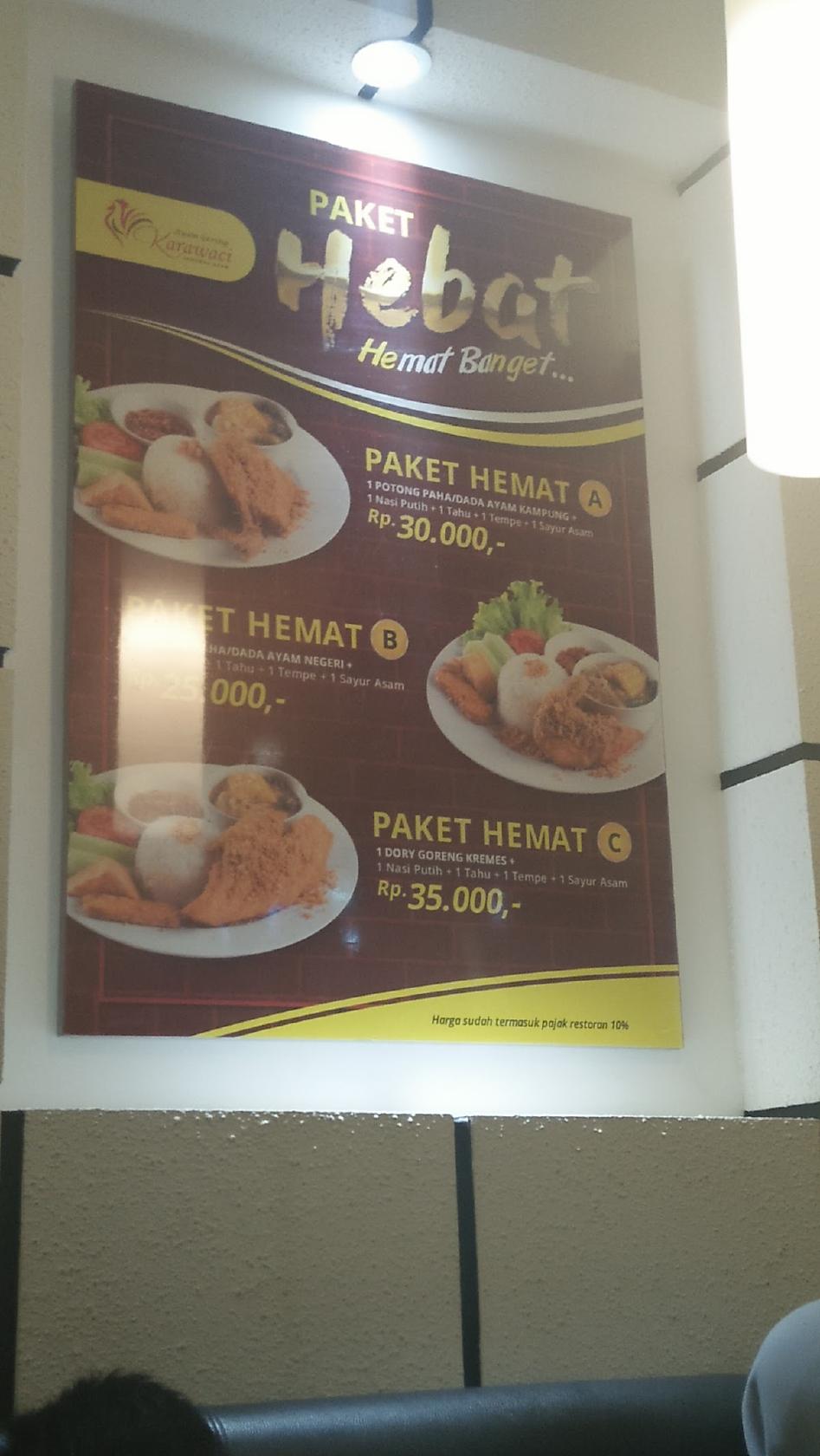 Menu at Ayam Goreng Karawaci restaurant, Padang, +MHP