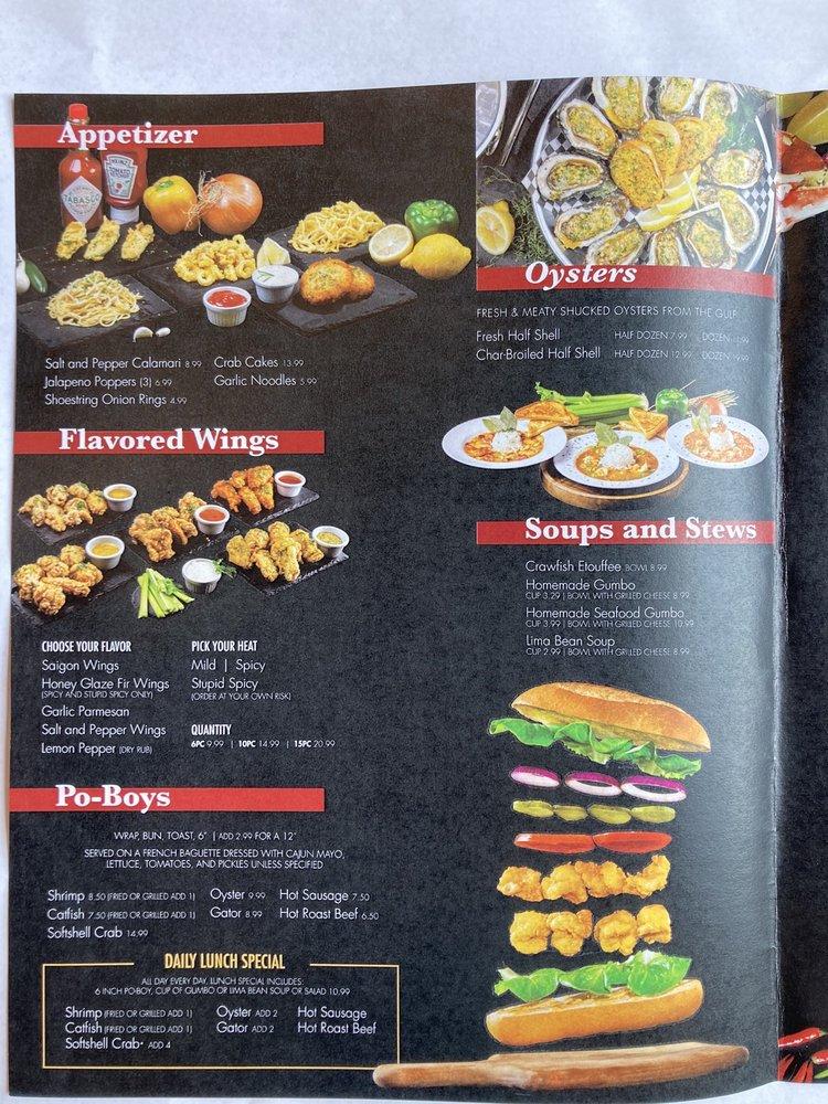 Menu at Big EZ Seafood and Oyster restaurant, Kenner, 25th St