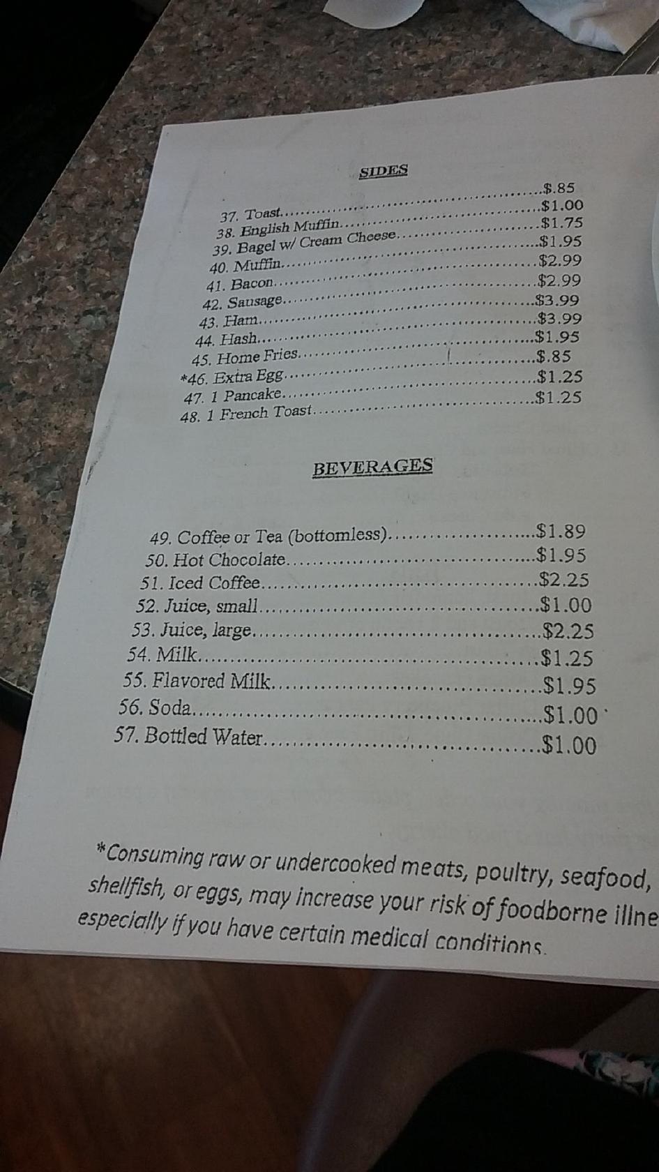 Menu at Flavors Restaurant, Pawtucket
