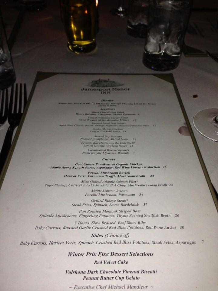 Menu at Jamesport Manor Inn restaurant, Jamesport, 370 Manor Ln